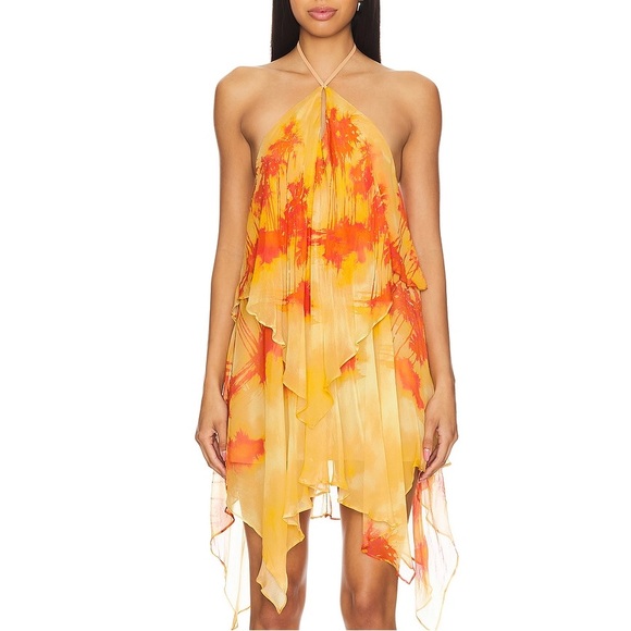 REVOLVE | Dresses | Chiffon Halter Dress In Orange And Yellow | Poshmark